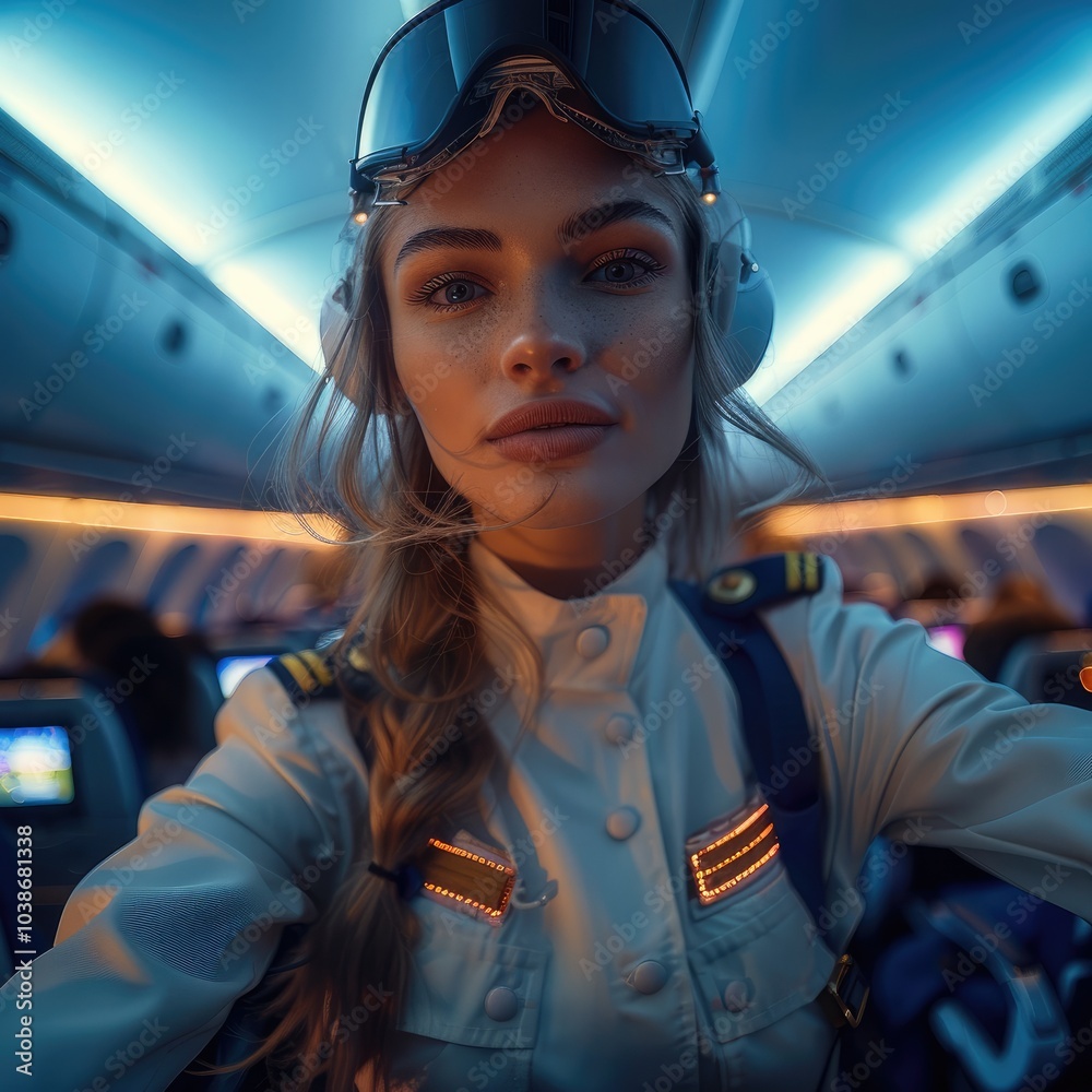 Flying plane with turbulence and professional cabin crew in airline ...
