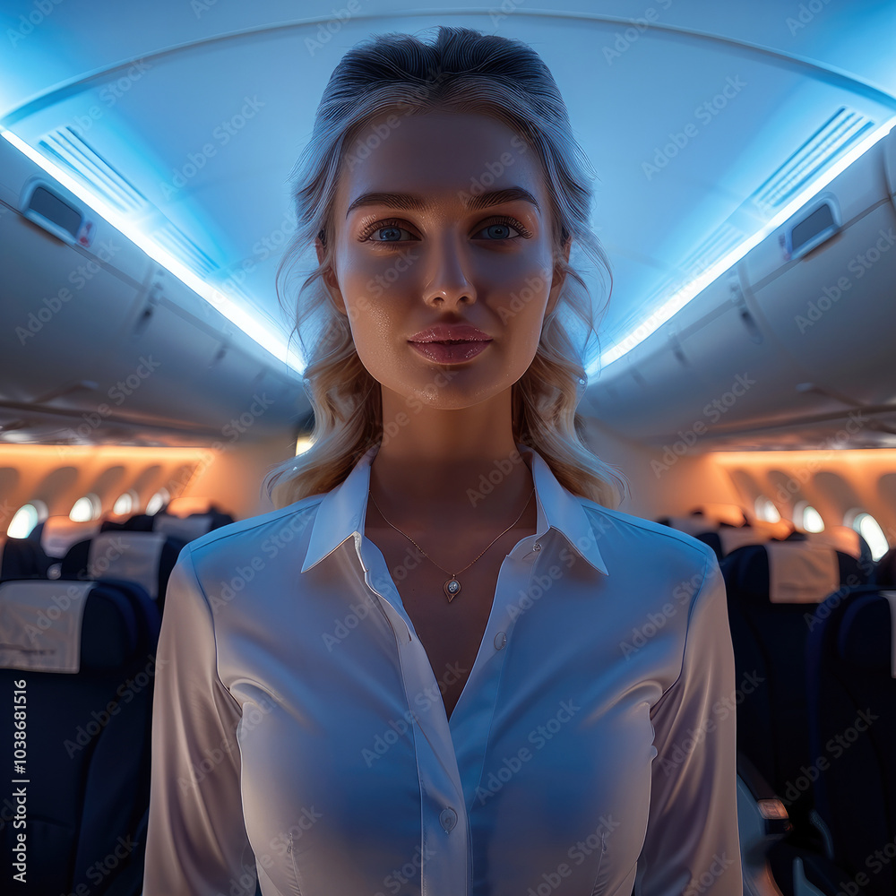 Flying plane with turbulence and professional cabin crew in airline ...