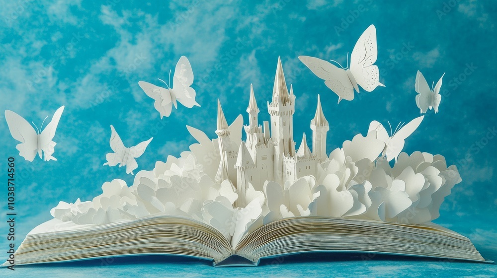Papercraft Castle Emerging from Book, Imagination, Creativity ...