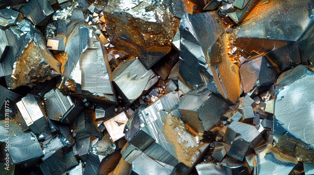 Detailed view of copper pyrites showcasing its metallic luster and ...