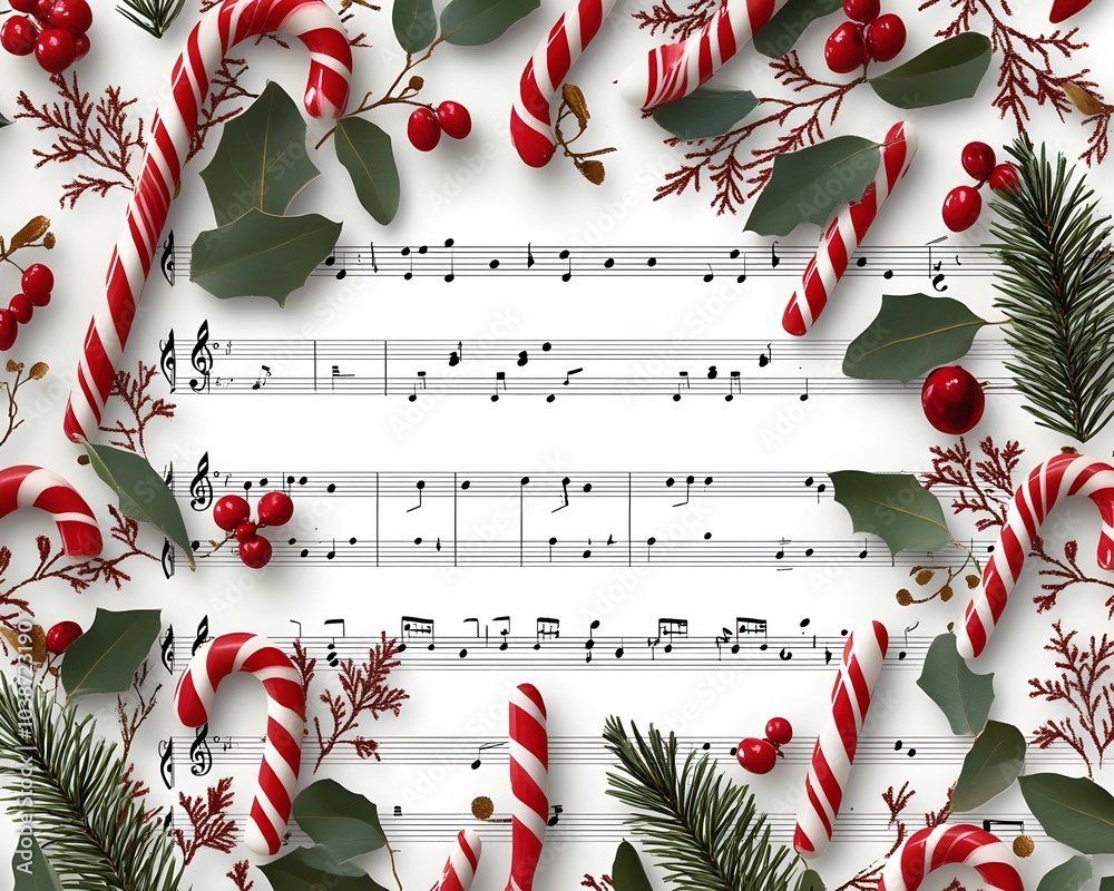 A sheet of music with a Christmas theme Stock Illustration | Adobe Stock