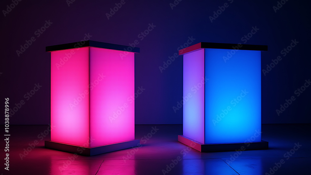 Pink and blue lighted podiums add modern color to events with vibrant ...