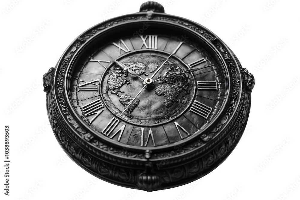 Black world clock isolated on transparent background, png file, no ...