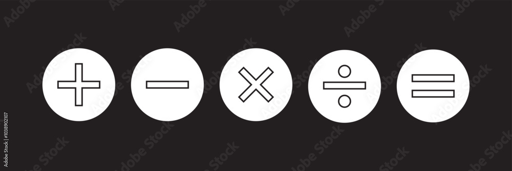 Basic mathematical symbols. Addition, subtraction, multiplication ...