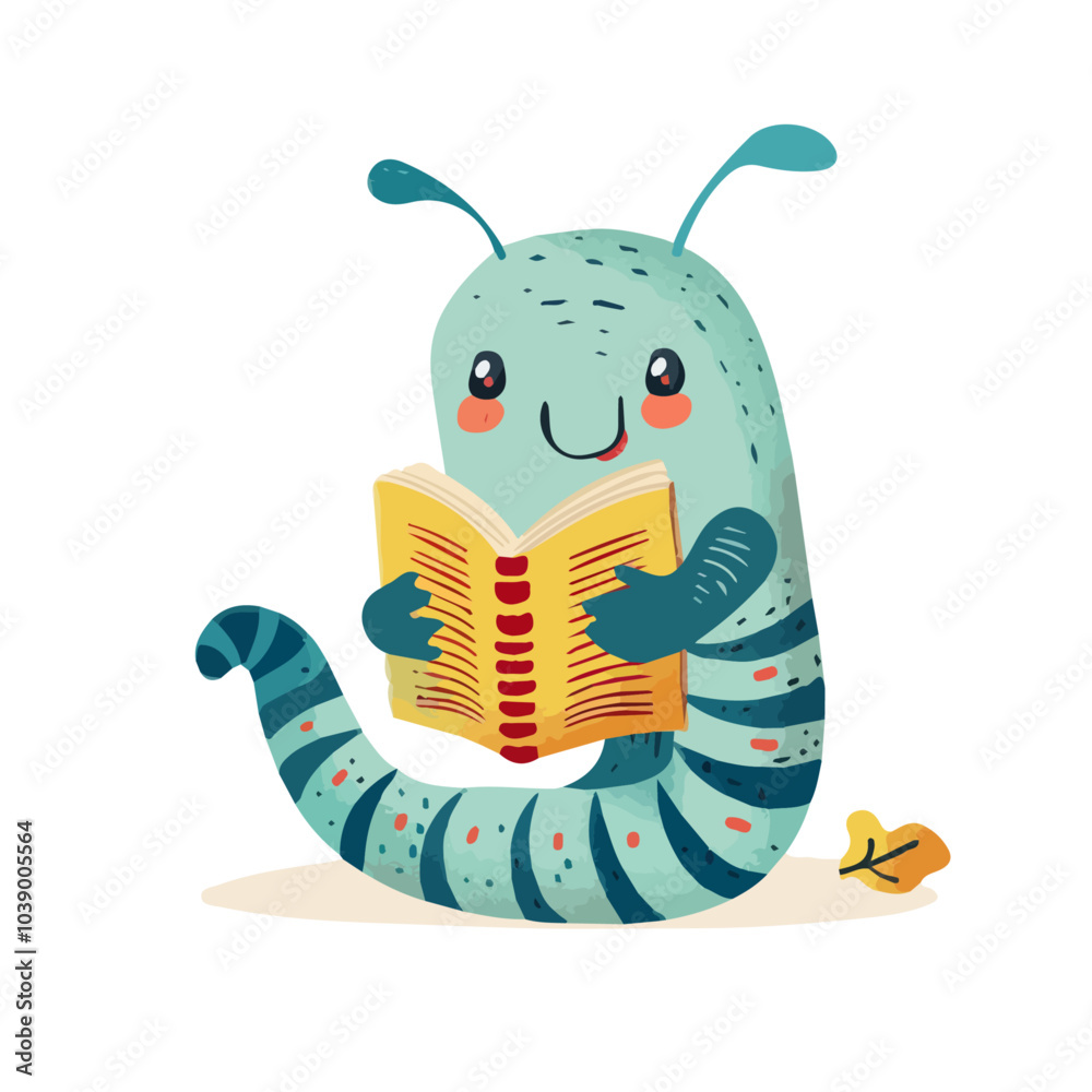 Vector Illustration of cartoon worm, isolated on a white background ...