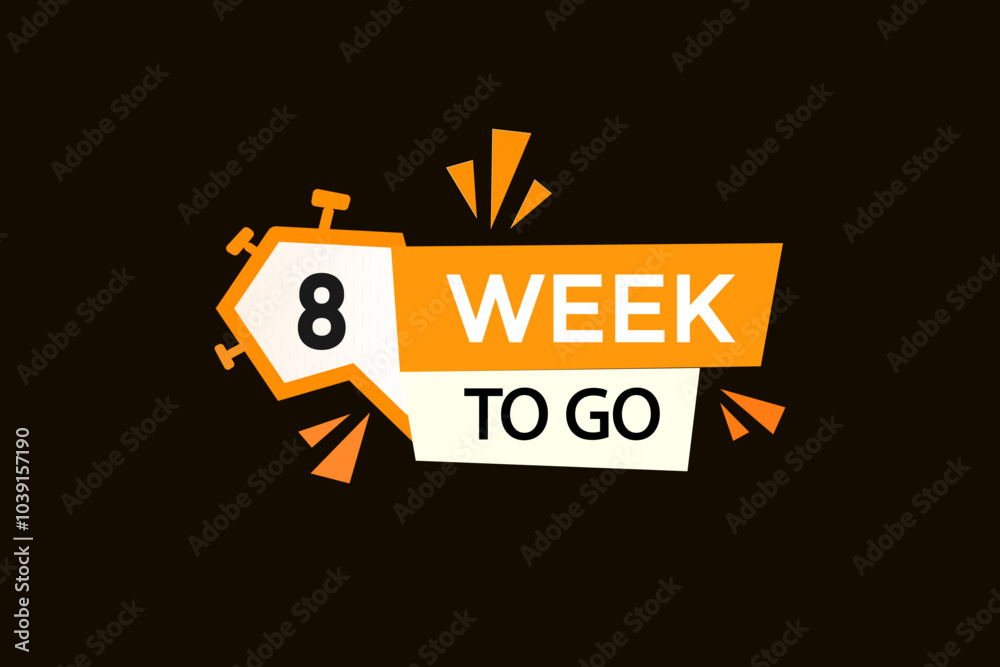 8 week to go, icon, stile, timer, countdown, clock, time, background ...