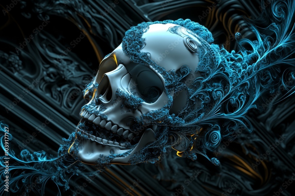 Gothic-styled image segmentation, with dark tones and glowing lines ...