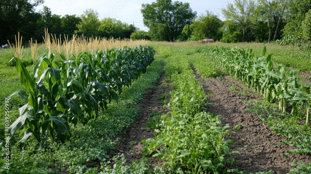 An agroecological farm demonstrating intercropping techniques, where ...