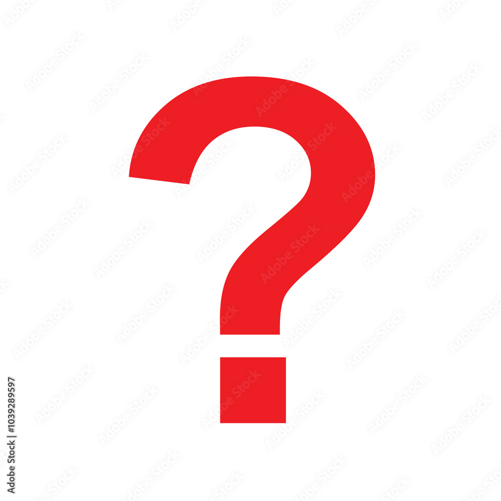 Bold red question mark icon with a clean and minimalistic design. The ...