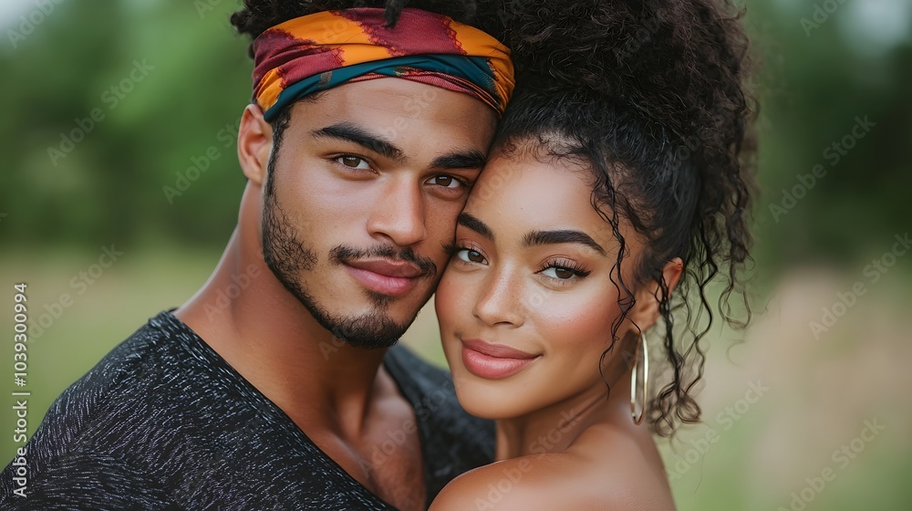 Heartfelt Reunion A couple embraces tightly expressing their emotional ...