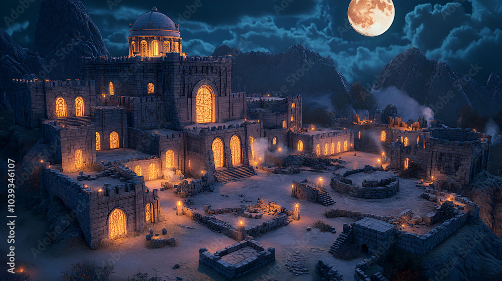 DnD Battlemap Moonlit Ruins Battle Map Atmospheric and eerie ruins in ...