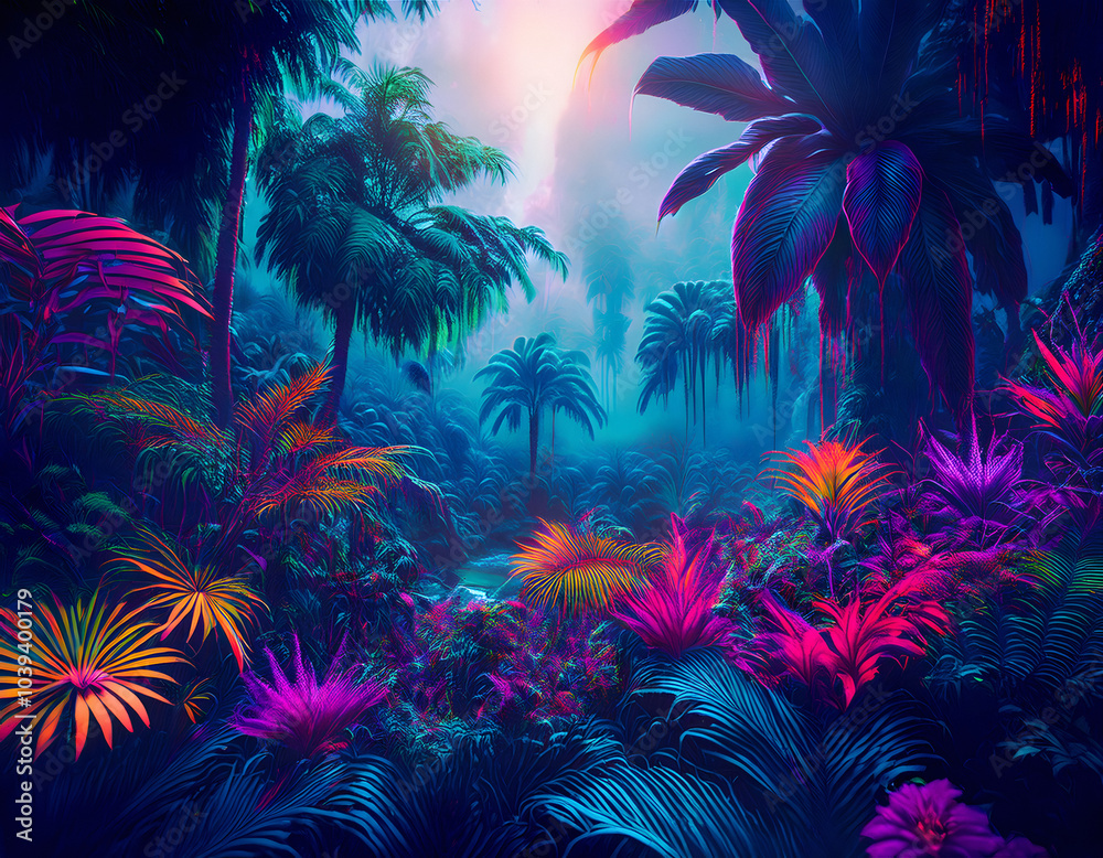 Arcane jungle scenery Stock Illustration | Adobe Stock