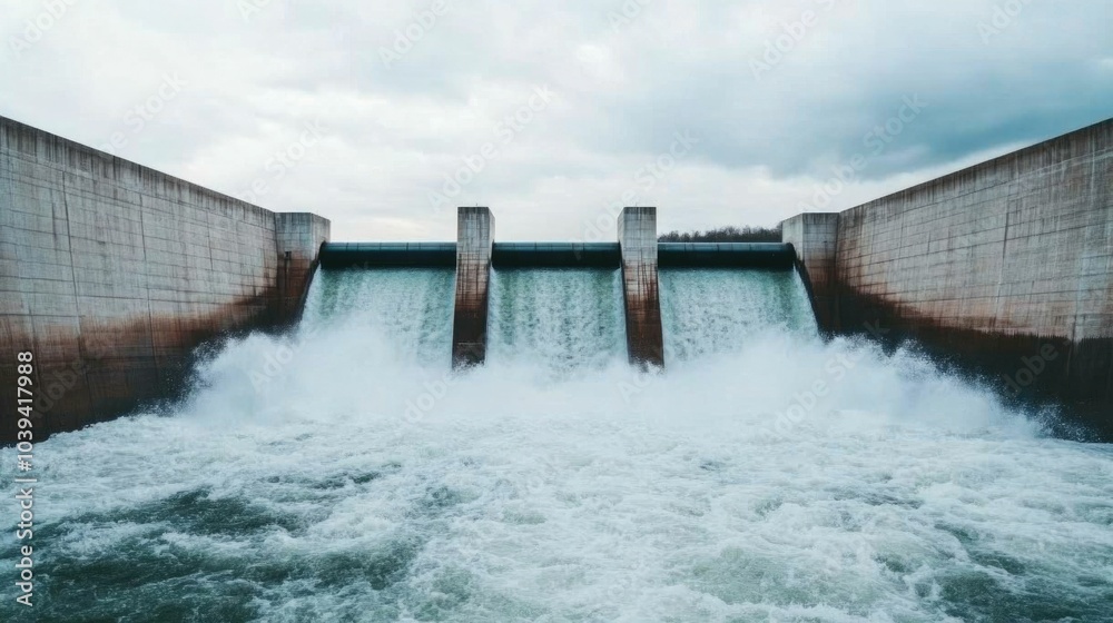 Powerful Dam Release Showcasing Controlled Hydropower and Harnessed ...