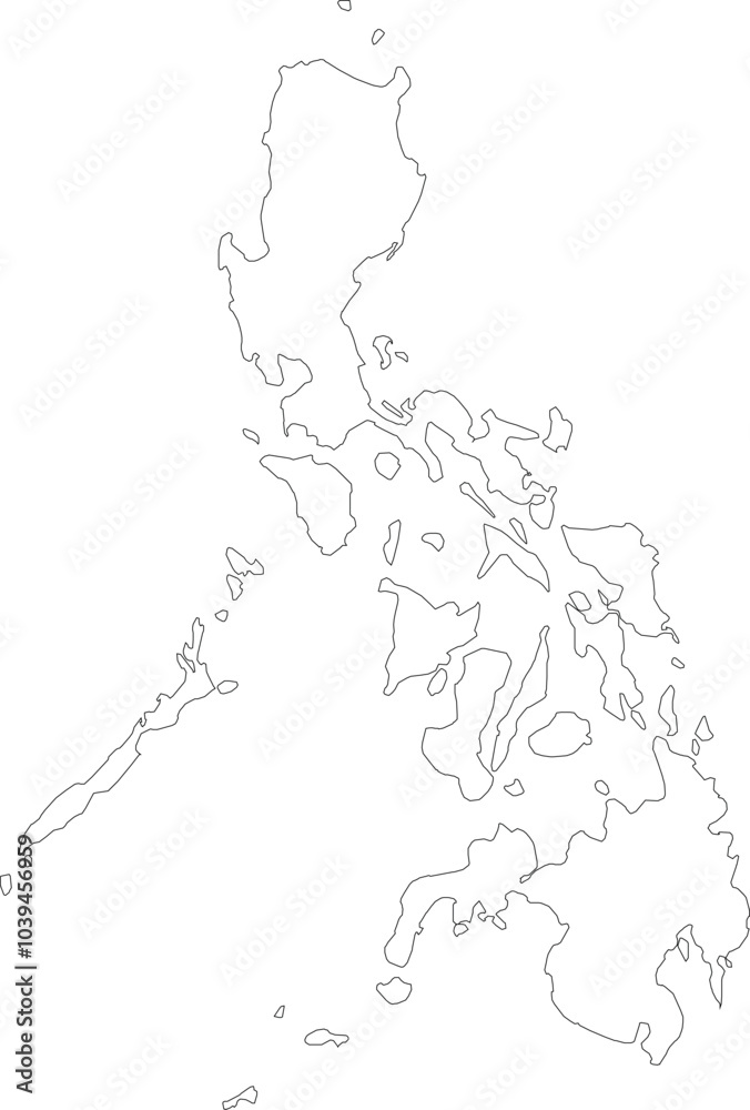 Outline Map of Philippines Vector Illustration Stock Vector | Adobe Stock