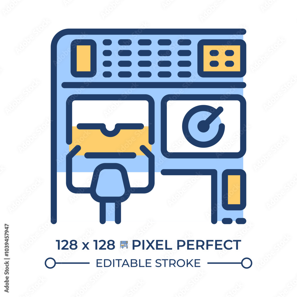 Aircraft cockpit RGB color icon. Control panel, dashboard. Navigation ...