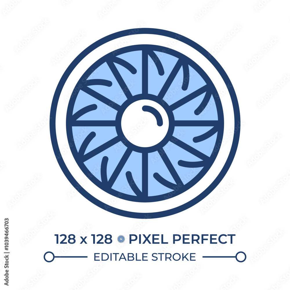 Vector de Stock Aircraft engine turbine RGB color icon. Fan blades. Jet propulsion and power ...