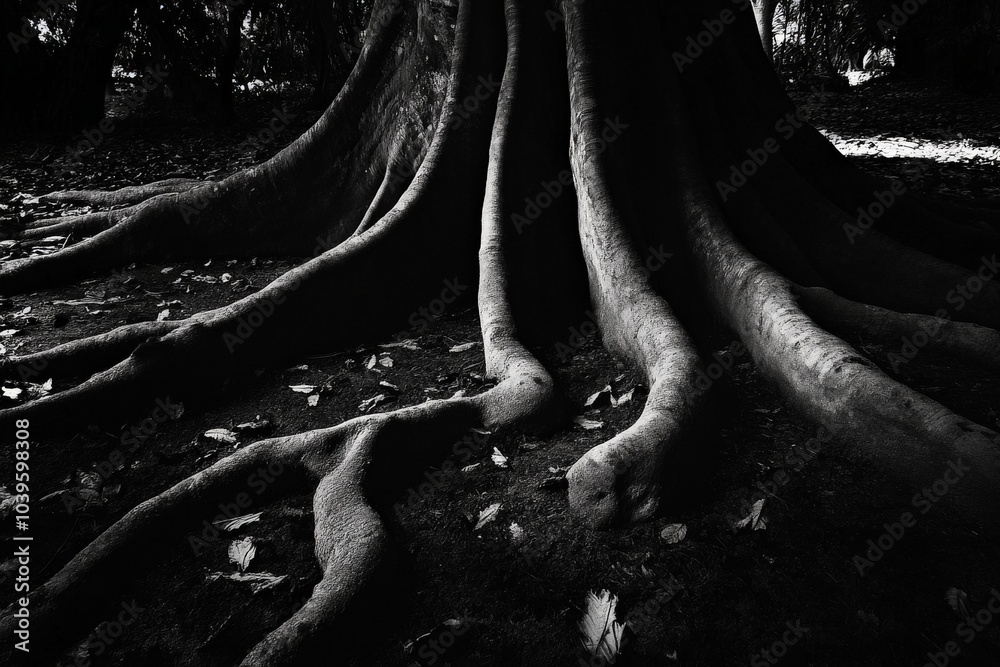 A striking black and white photograph showcasing the strong, sinewy ...