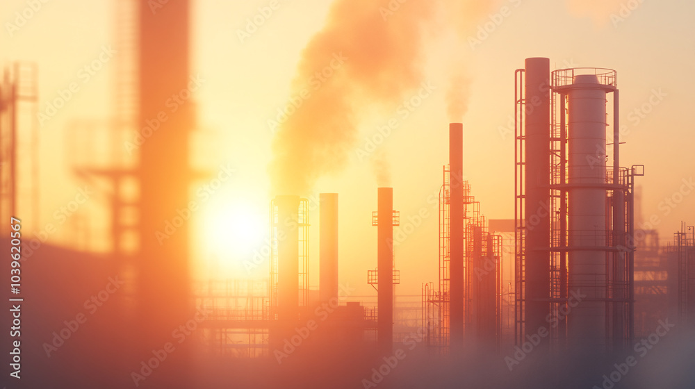 In this image, refinery pipes are shown in action, with steam visibly ...
