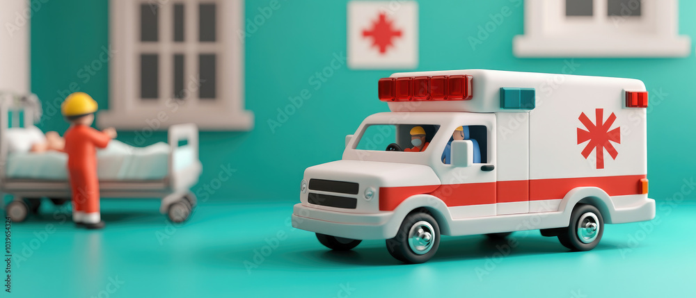 Trauma Center Emergency Response, illustration of a hospital building ...