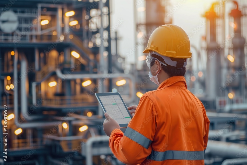 Petroleum oil refinery engineer asian worker in oil and gas industrial ...