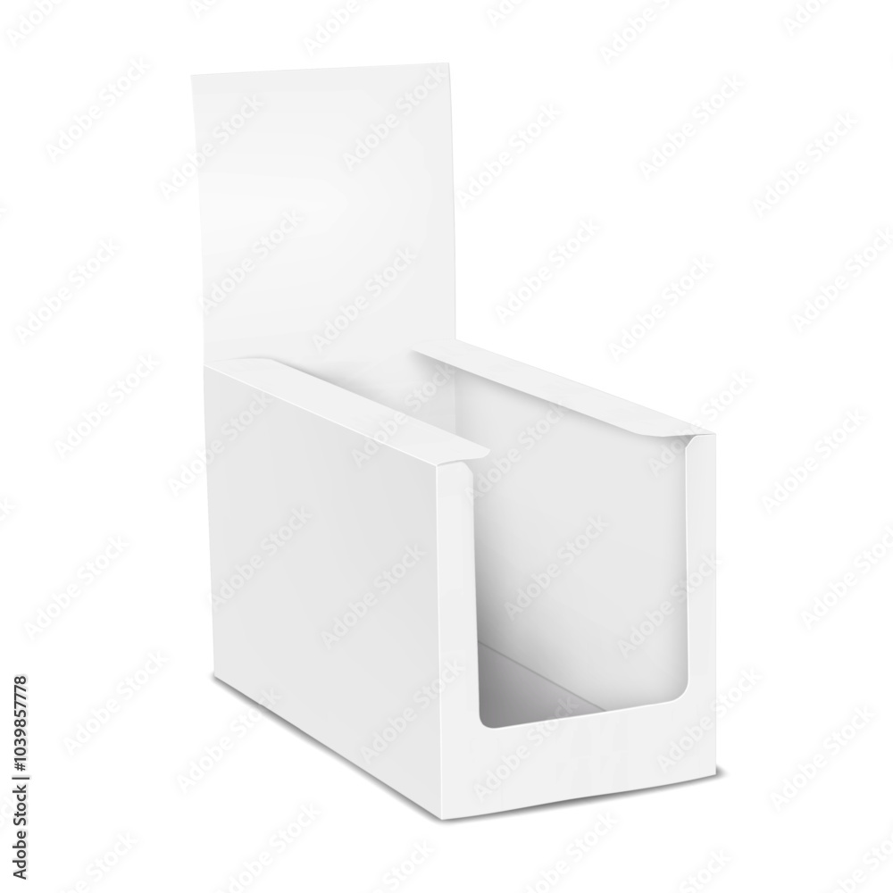 White blank paperboard display box. 3d mockup. Cardboard container with ...