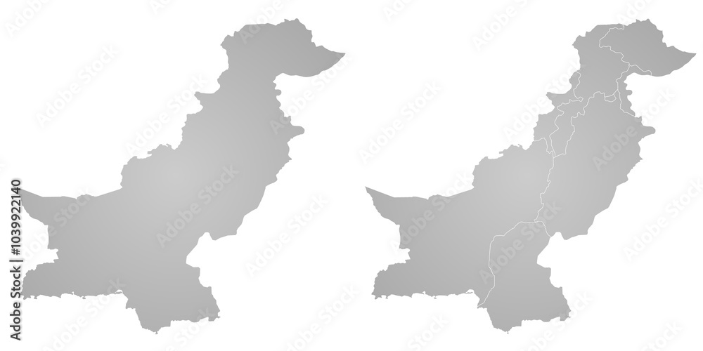 Pakistan country map sets with Jammu and Kashmir region, illustration ...