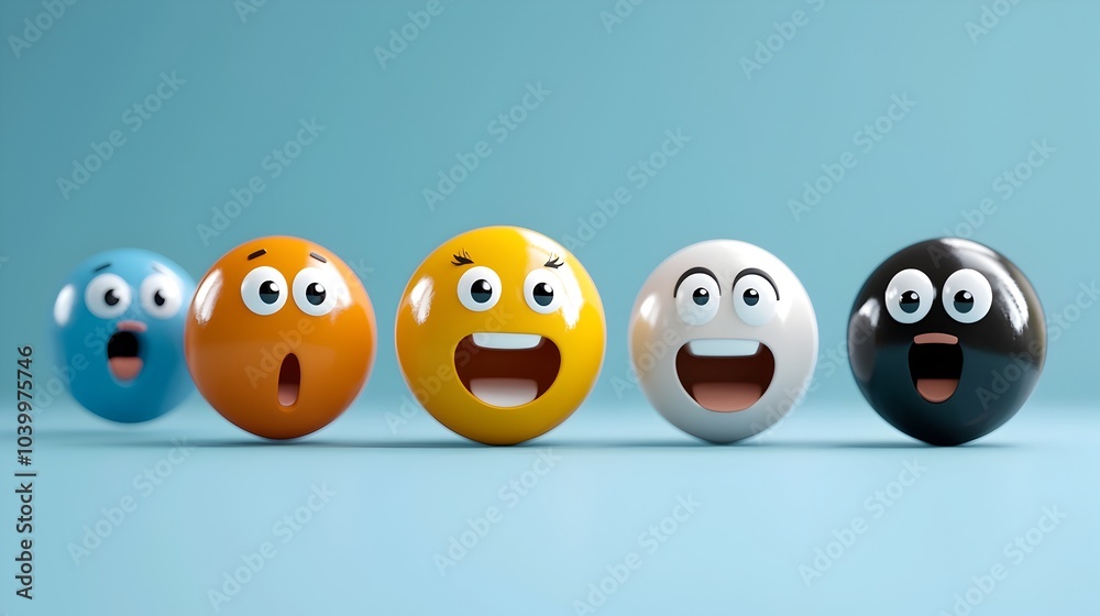 Abstract geometric emoji icons and visual symbols in a modern digital ...