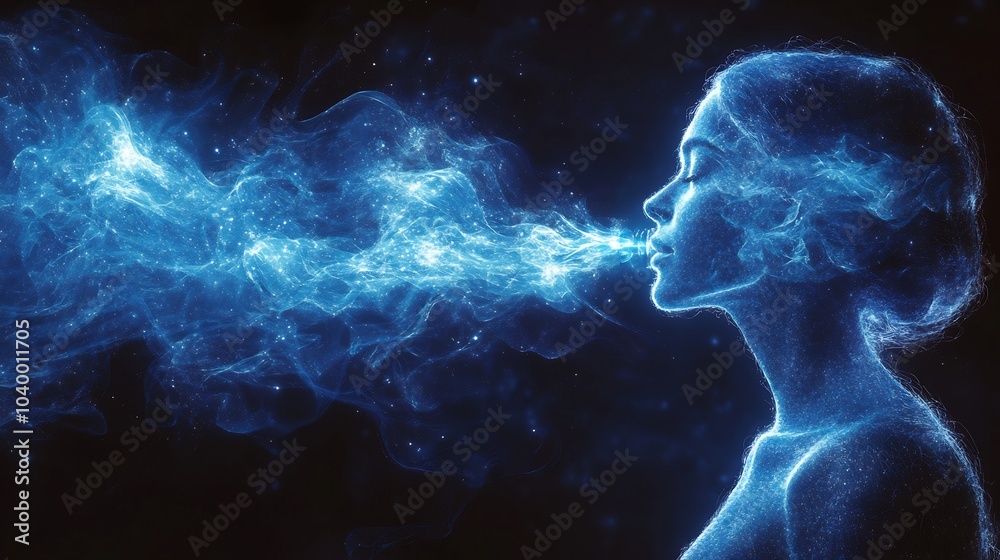 Artistic visual of oxygen therapy showing person connected oxygen ...