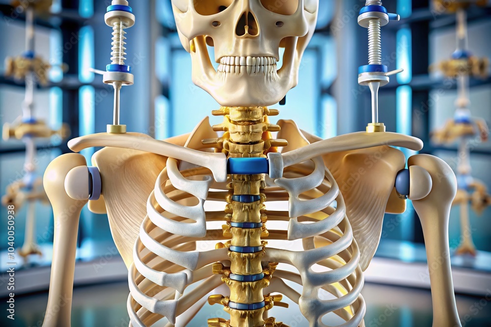 Lateral View of Bone Structure with Internal Fixation for Spinal ...