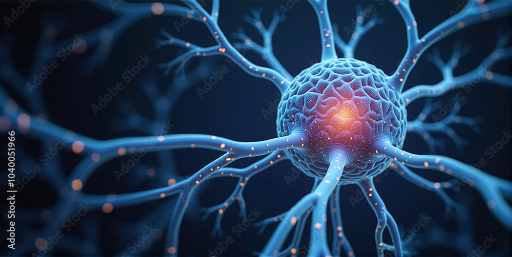 Connected and impulse sending neurons or nerve cells inside organic ...