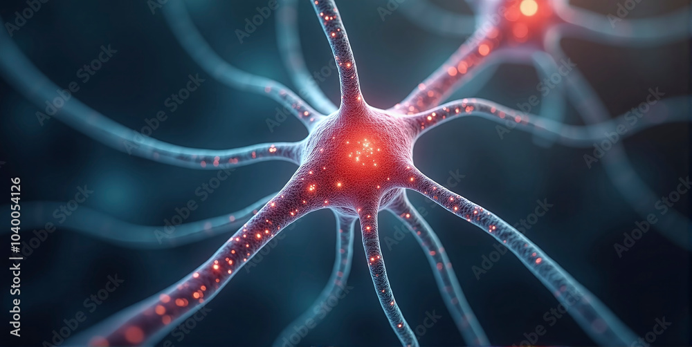 Connected and impulse sending neurons or nerve cells inside organic ...