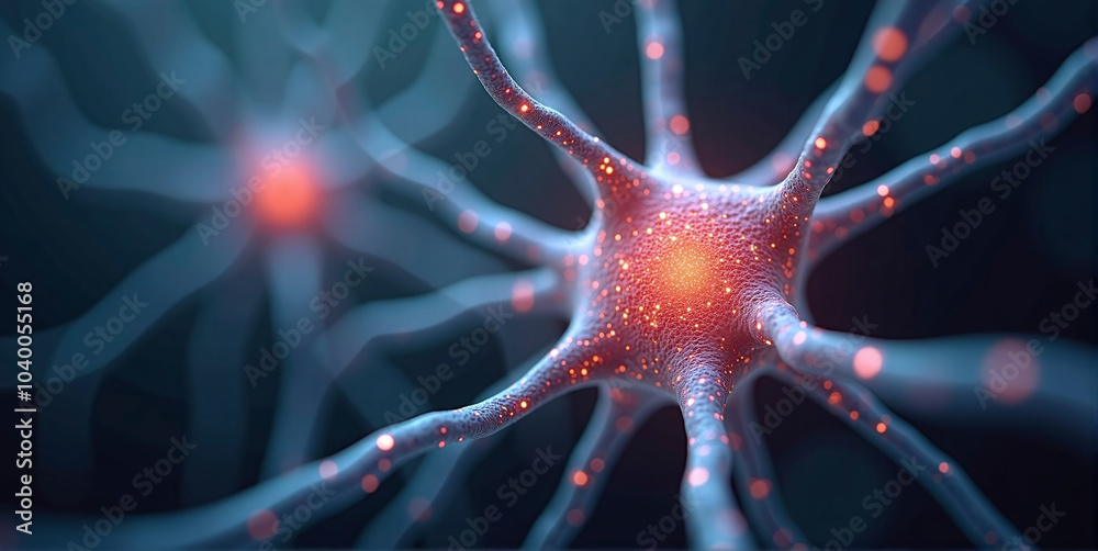 Connected and impulse sending neurons or nerve cells inside organic ...