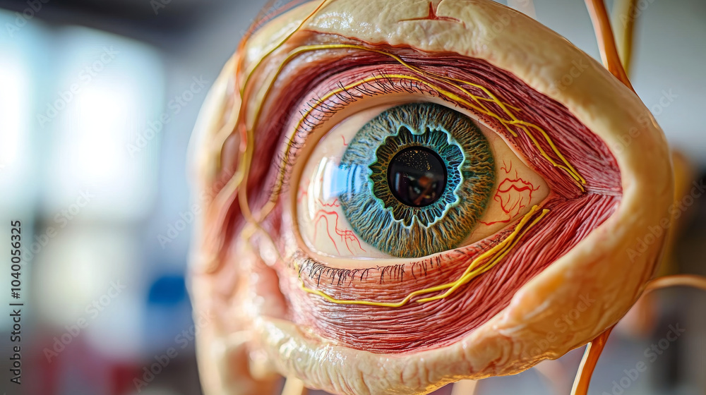 A diagram showing the parts of the human eye, designed for learning ...