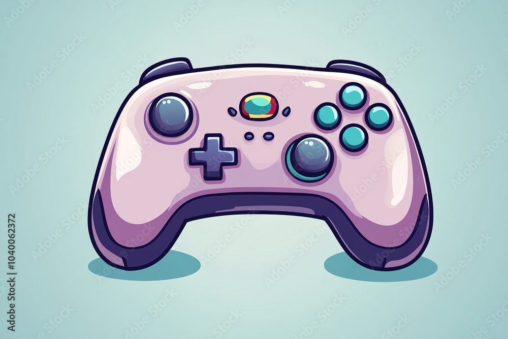 Playful Gaming Controller with a Face Holding a Tiny Joystick Cartoon ...