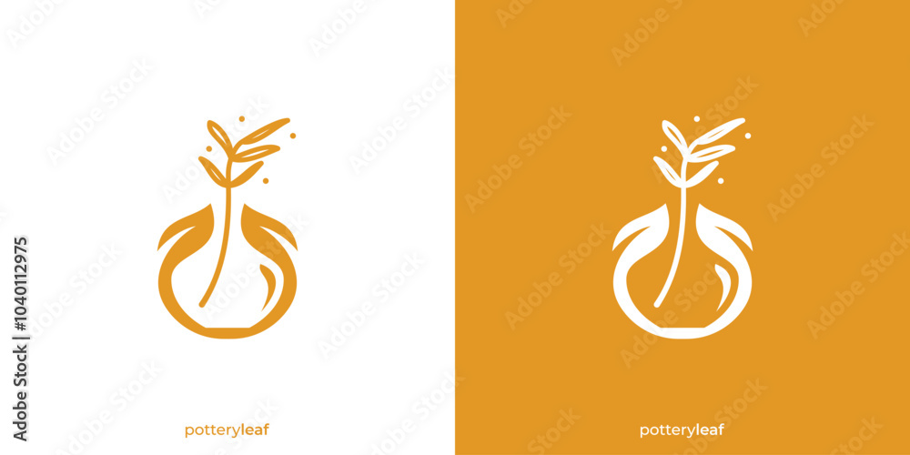 Simple Handmade Pottery Logo Aesthetic Decorative Plants with ...