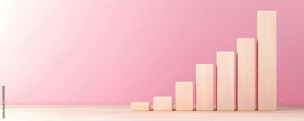 Elegant Staggered Heights Wooden Bar Chart - Modern Refined Texture ...