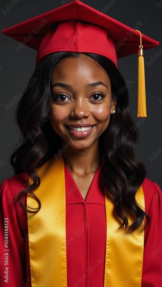Foto de Stock Cartoon image depicts an African-American girl in red ...