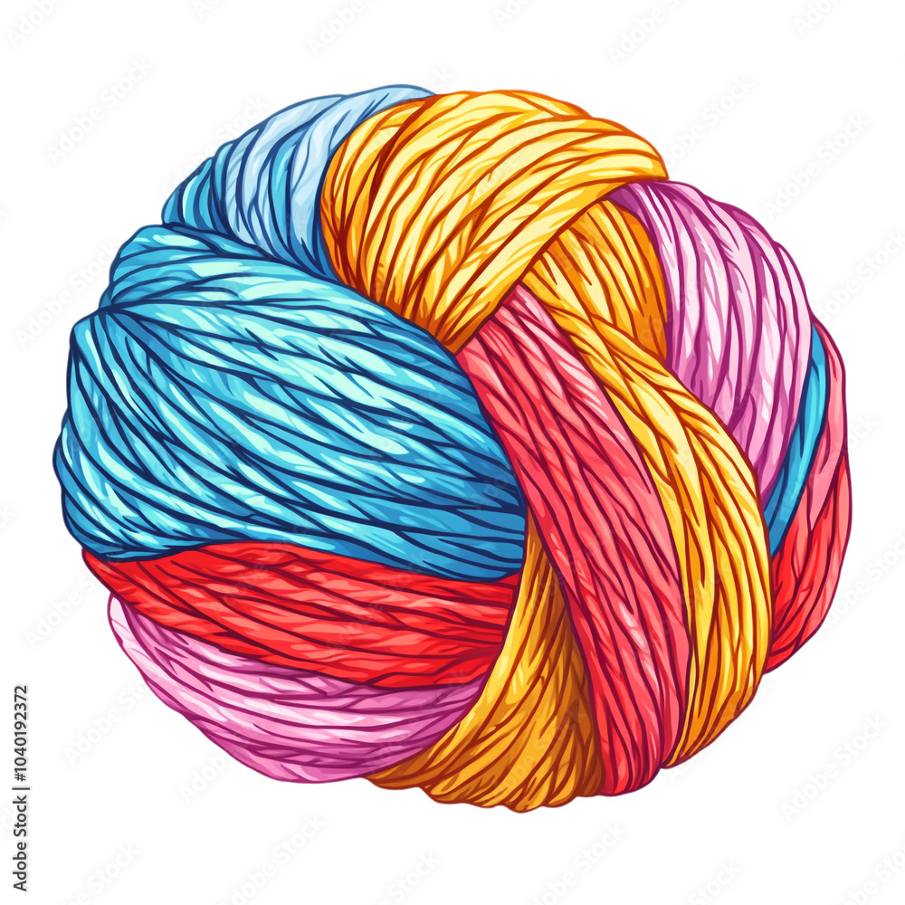 Hand drawn cartoon vector illustration of yarn on a transparent ...