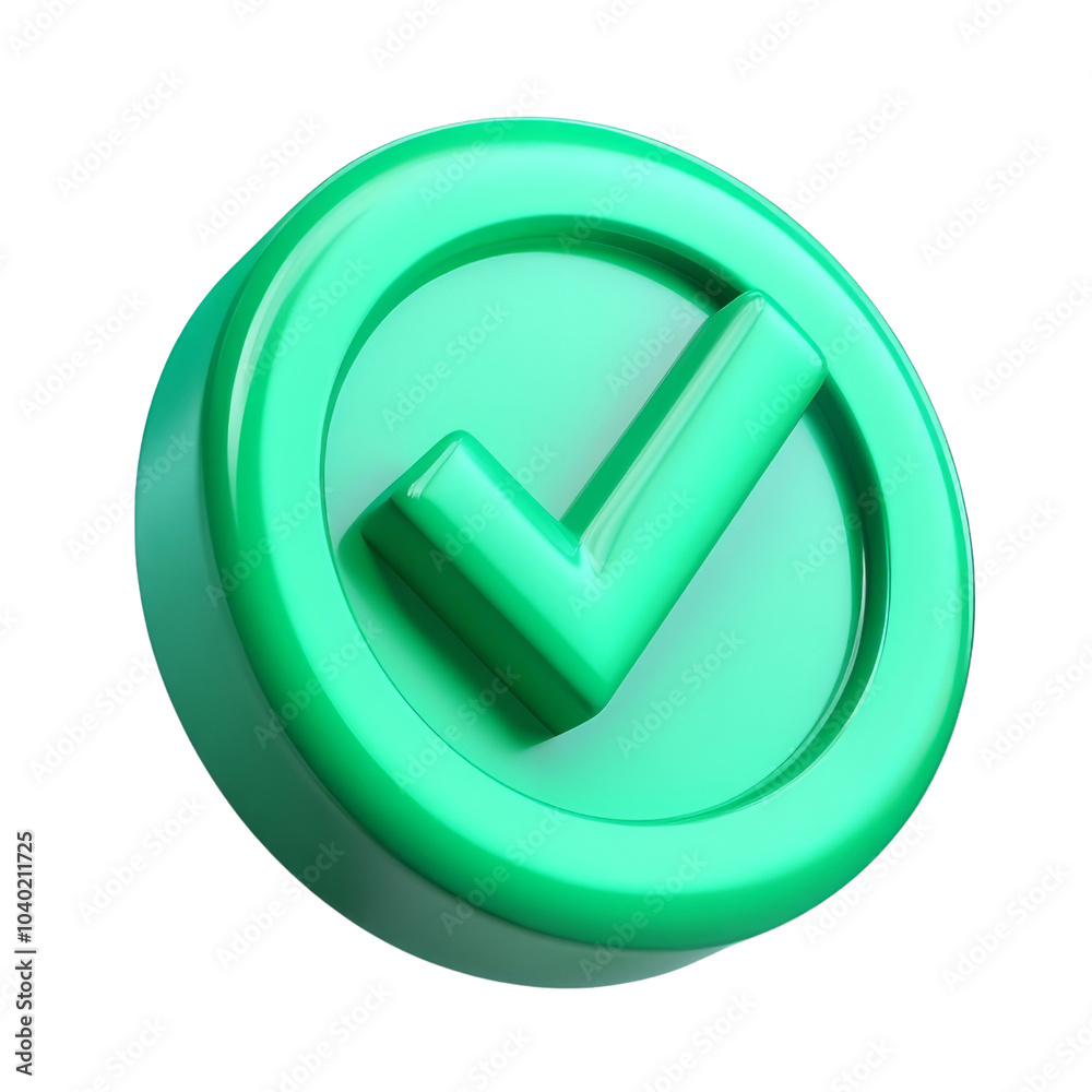 green check mark 3d render icon isolated on transparent background ...