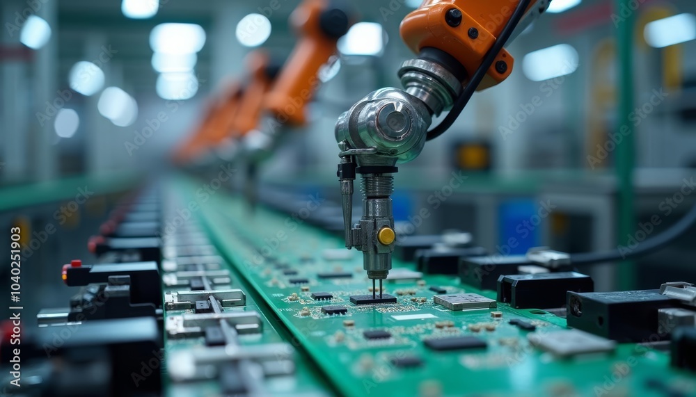 Robotic precision in electronics assembly Stock Photo | Adobe Stock