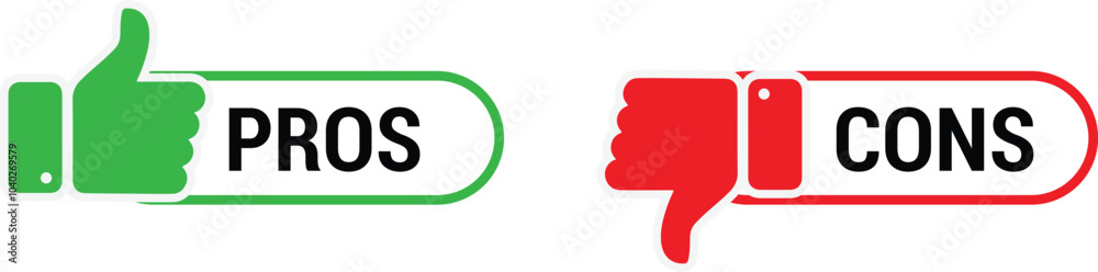 pros and cons. advantages disadvantages list template with thumbs up ...