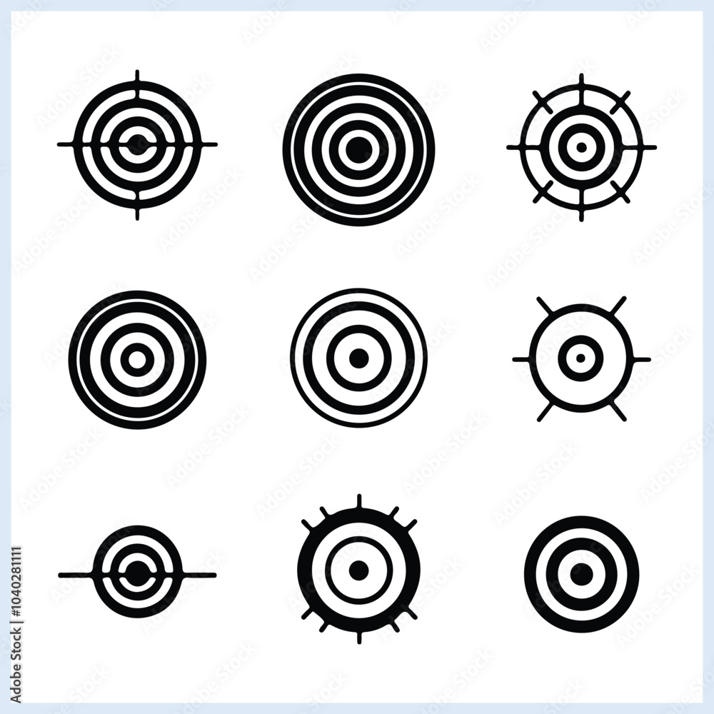 Crosshairs black silhouette set, Sniper rifle target marketing aim ...