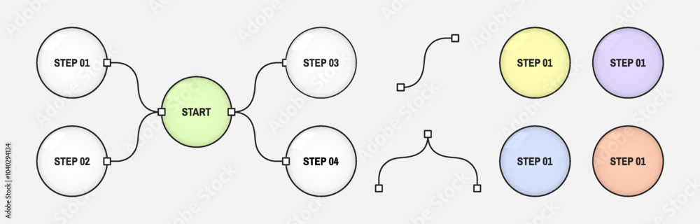 Step by Step. Startup infographic template with 4 steps in lines and ...