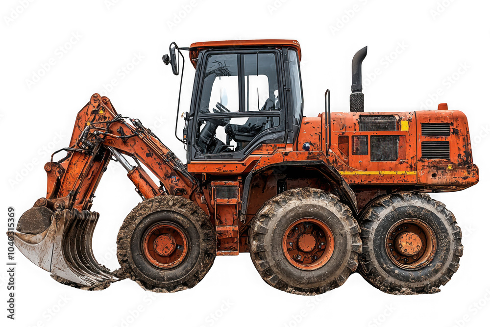 Orange Backhoe Loader isolated on transparent background, png file, no ...