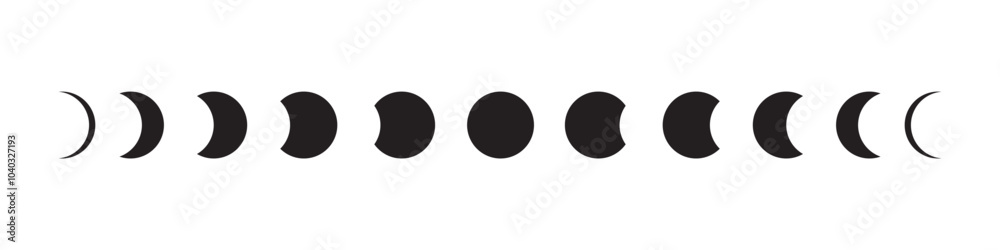 set of flat Moon Phase Sign Symbol in a Trend Style. Vector Icons ...
