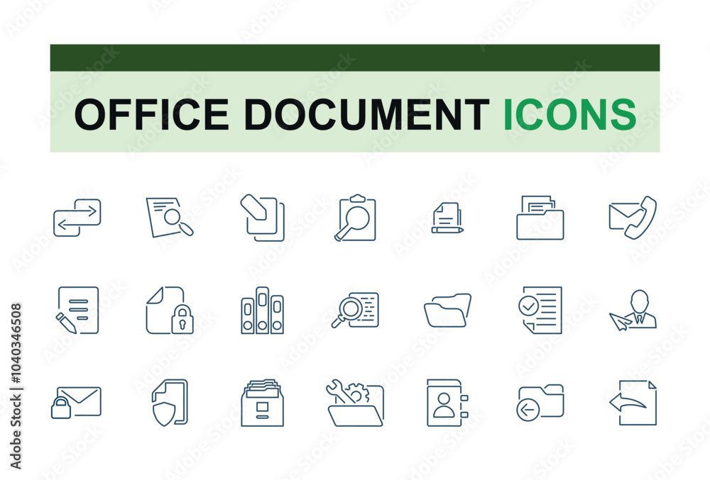 Files and Folder icon set. Office document icon collectin. Including ...