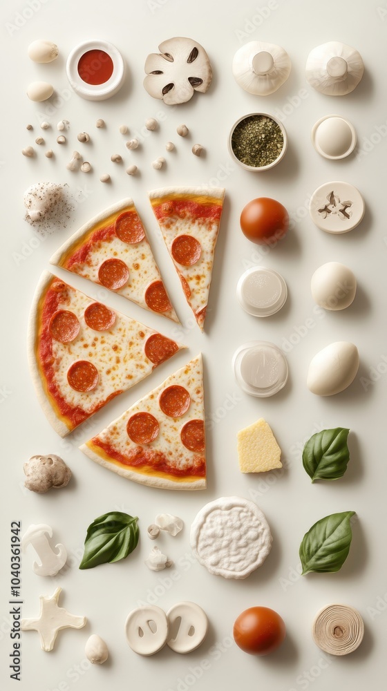 Cartoon Diagram of Pizza Ingredients Overview Stock Illustration ...