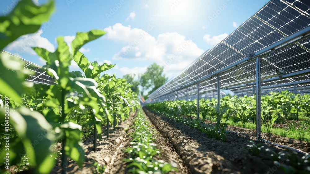 A depiction of agrivoltaics innovation, where agriculture meets solar ...
