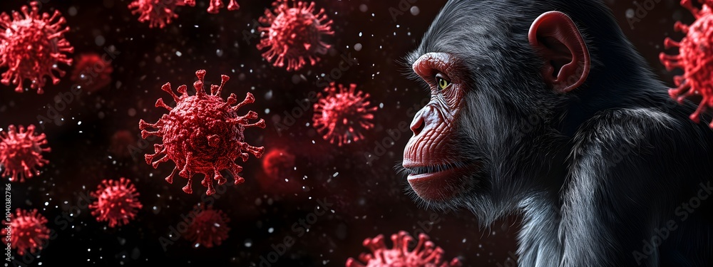Sick monkey and orthopoxvirus MPOX cells. Transmission monkeypox virus ...