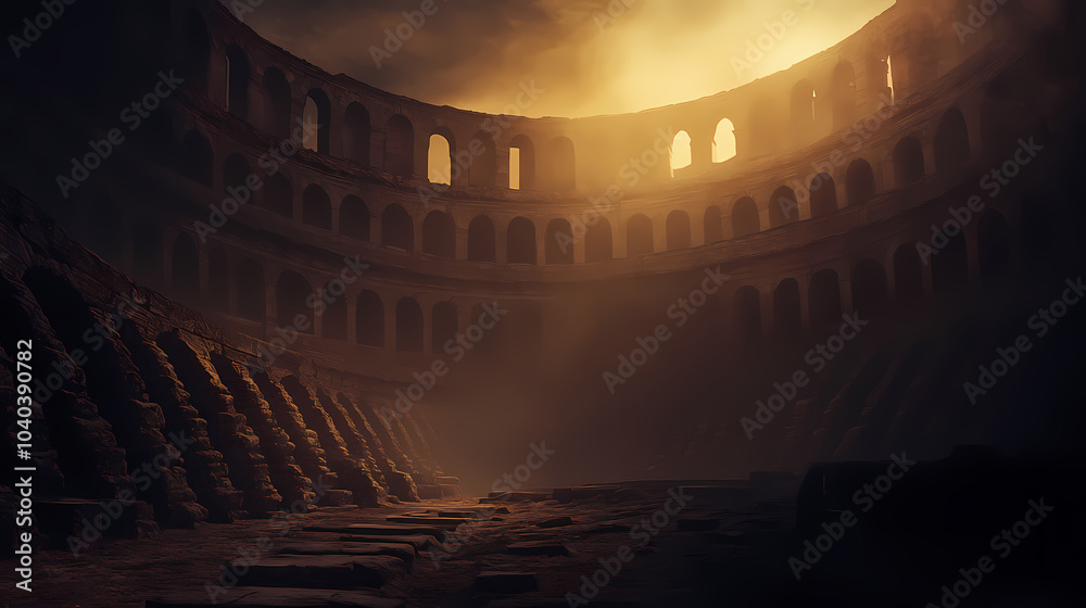 Dark and atmospheric gladiator arena in ancient rome, the iconic ...